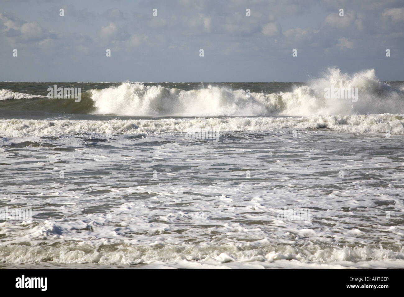 Waves breaking on the beach, Haamstede, Zealand, Netherlands Stock ...
