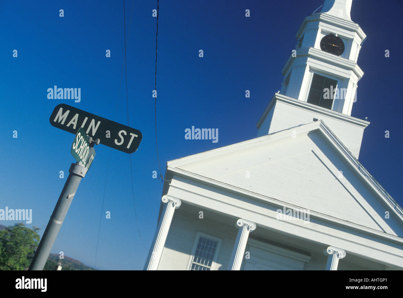 A sign for Main street in Stowe Vermont Stock Photo - Alamy