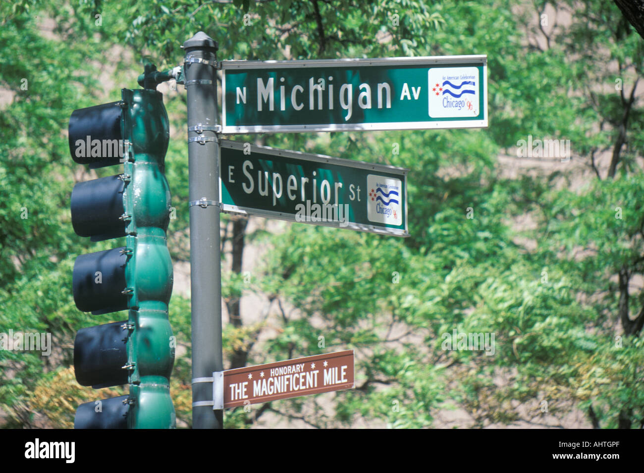 Street signs in Chicago Stock Photo - Alamy