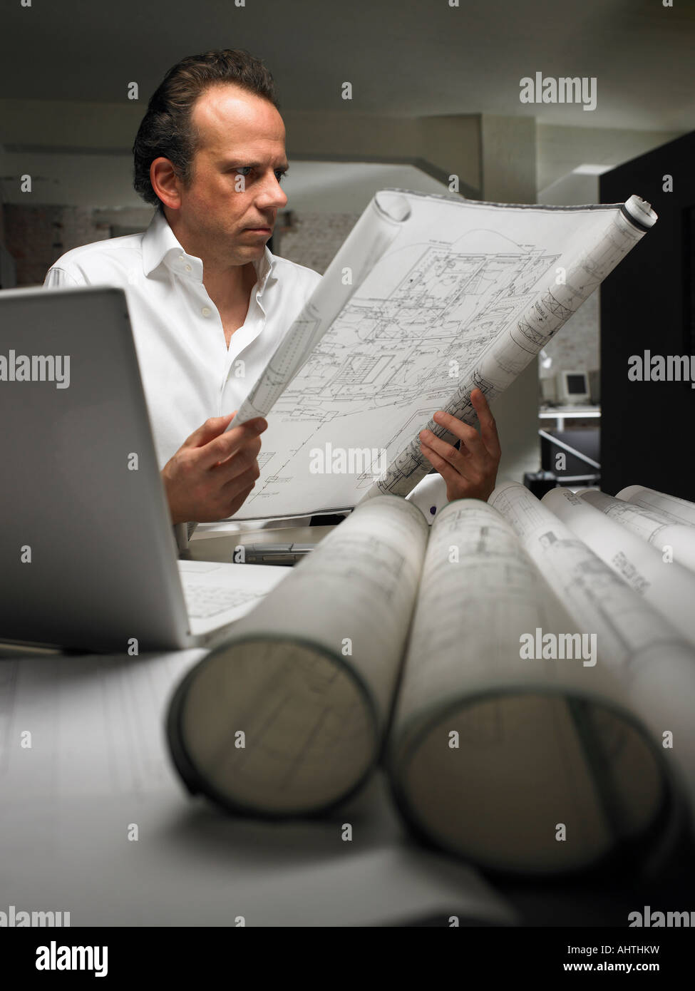 Architect reading a blueprint. Brussels, Belgium Stock Photo - Alamy