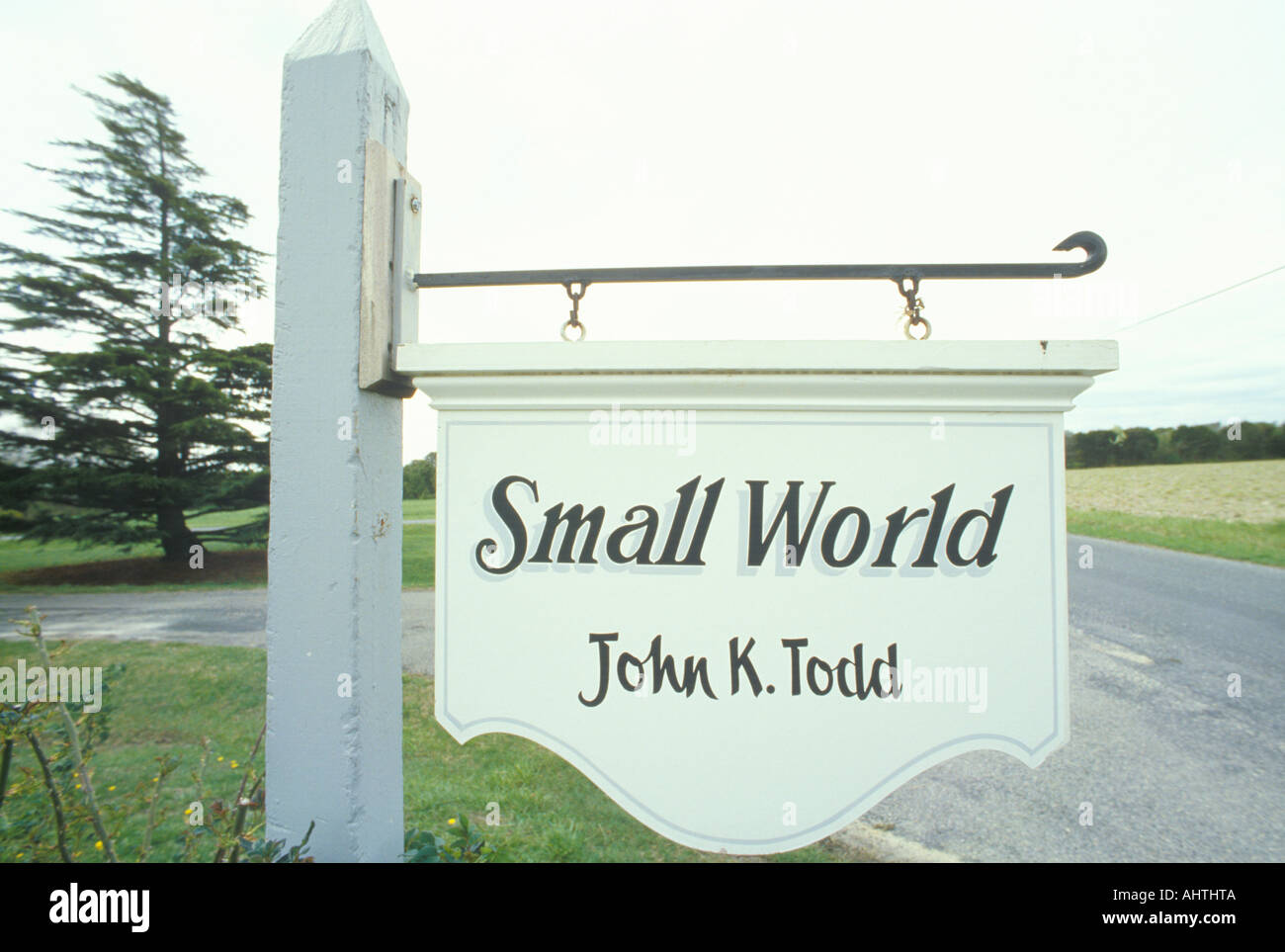 A sign that reads Small World Stock Photo - Alamy
