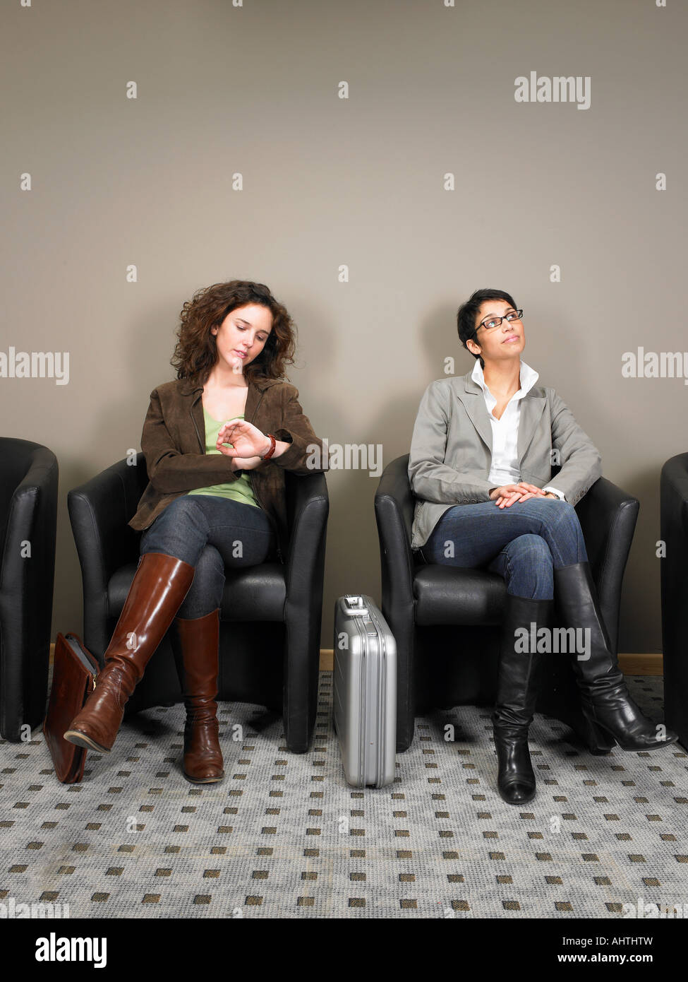 Two businesswomen sitting in waiting room. Brussels, Belgium Stock ...