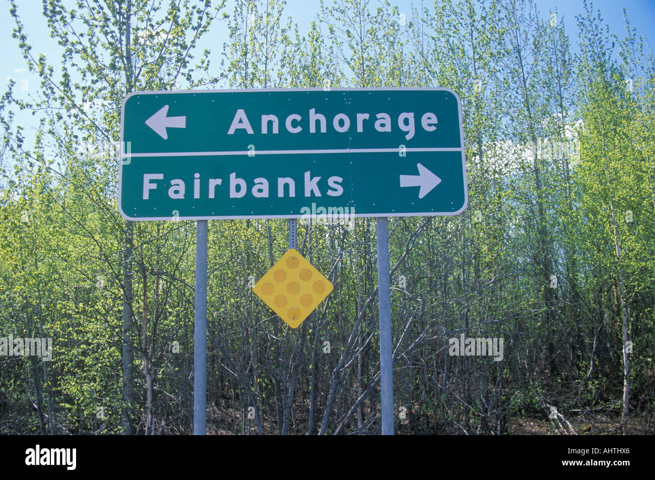 A sign that reads Anchorage Fairbanks Stock Photo - Alamy
