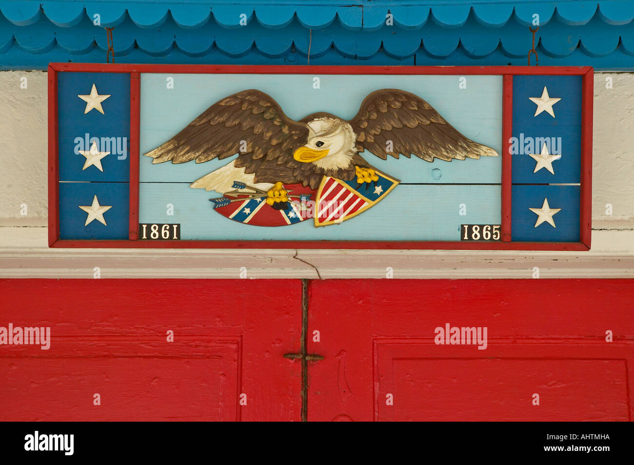 Antique Bald Eagle and American Flags at Andersonville Georgia historic ...