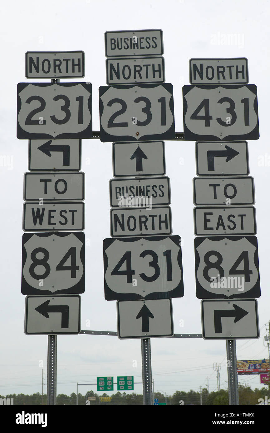 State highway signs pointing in all directions in Southeast USA Stock ...