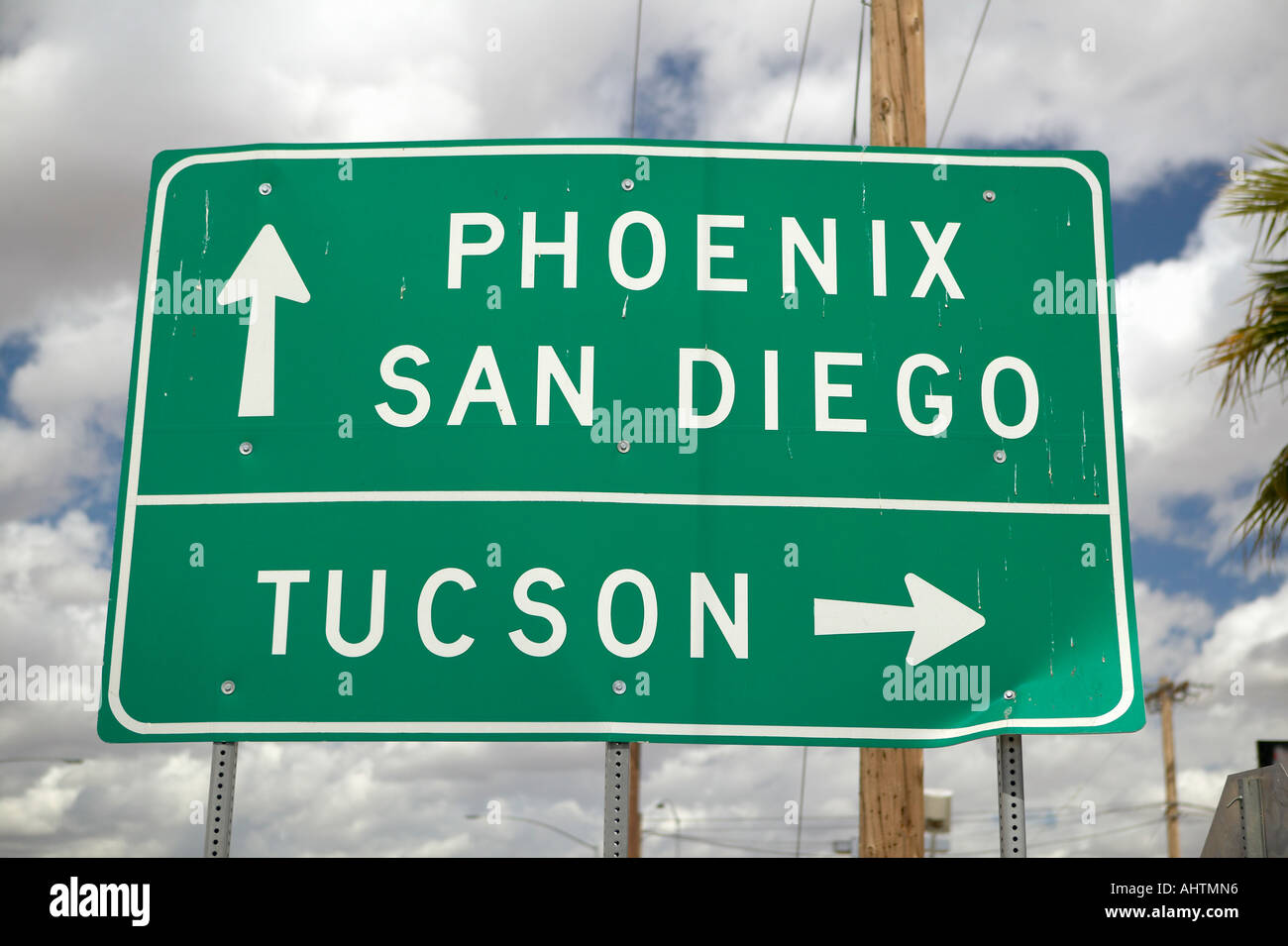 A interstate highway sign in Arizona directing traffic to Tucson San ...