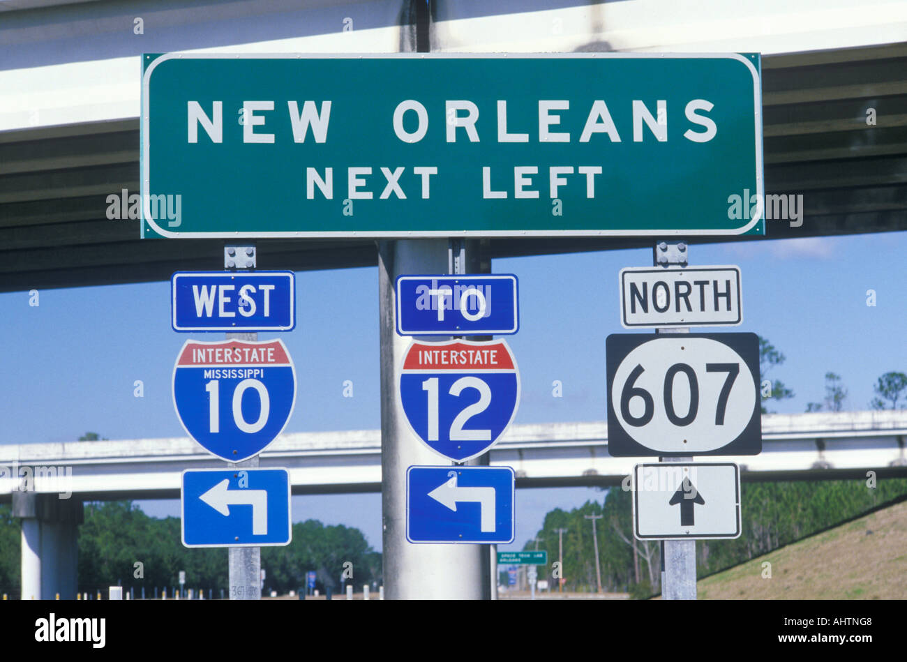 Miscellaneous freeway signs in New Orleans Stock Photo - Alamy