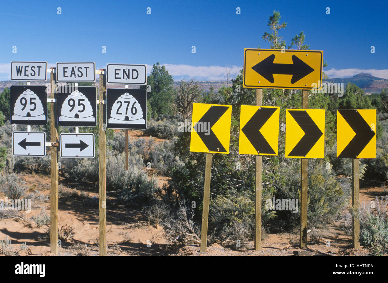 Miscellaneous desert highway signs Stock Photo - Alamy