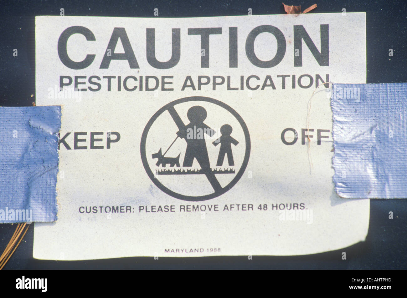A sign that reads Caution Pesticide Application Stock Photo - Alamy