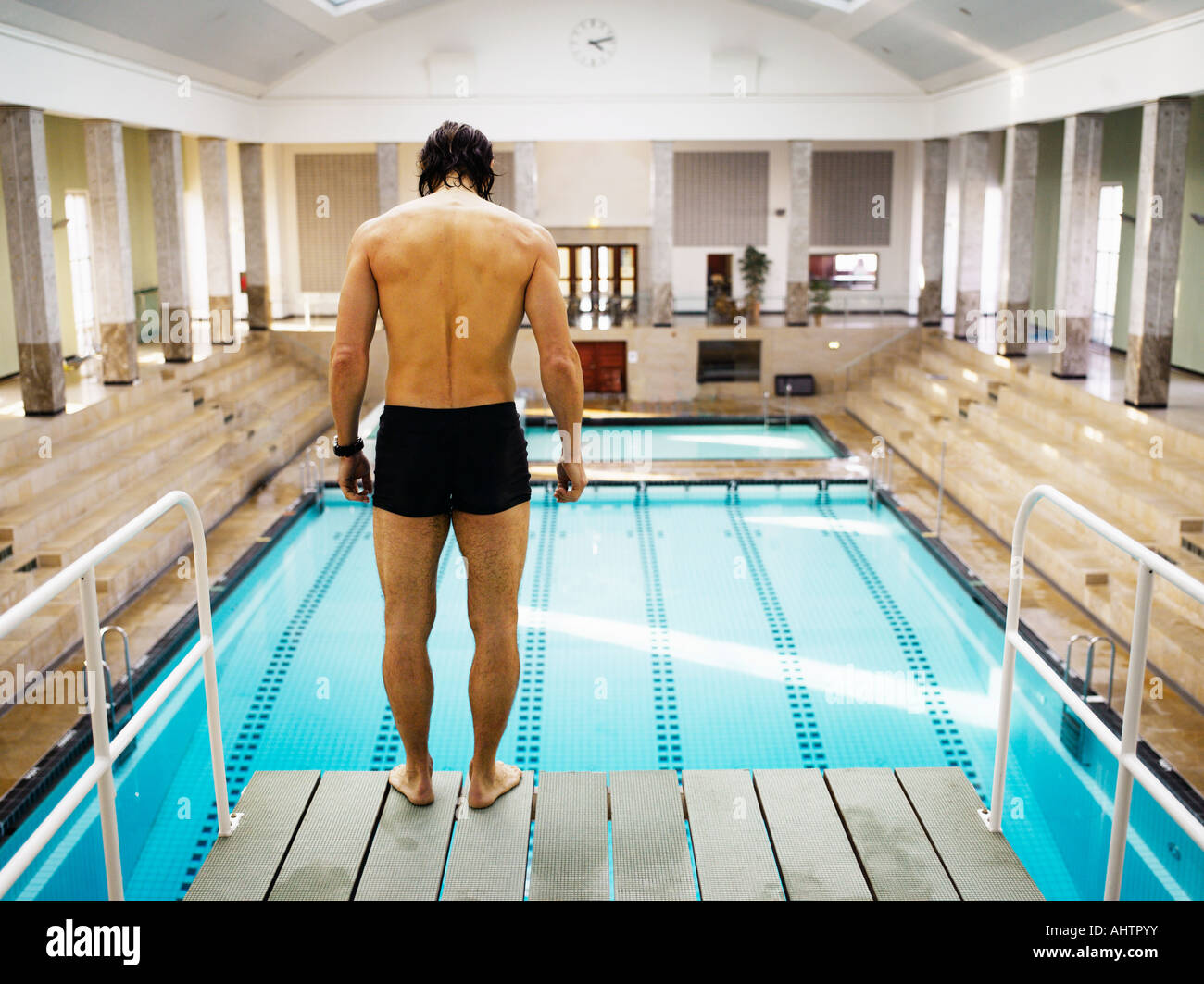 Diving board swimming pool rear view hi-res stock photography and ...