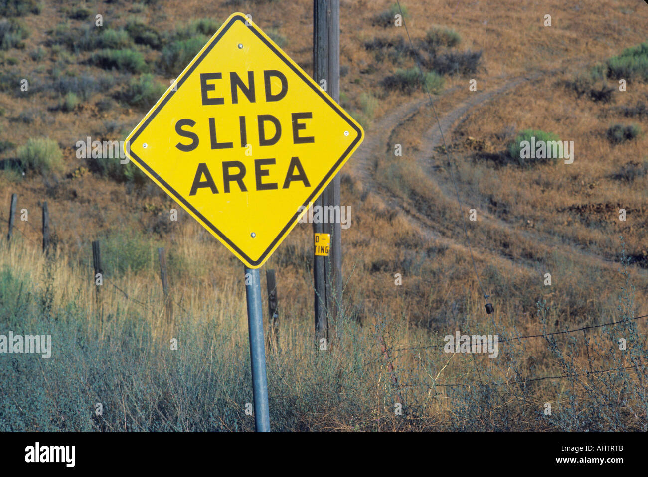 A sign that reads End slide area Stock Photo - Alamy