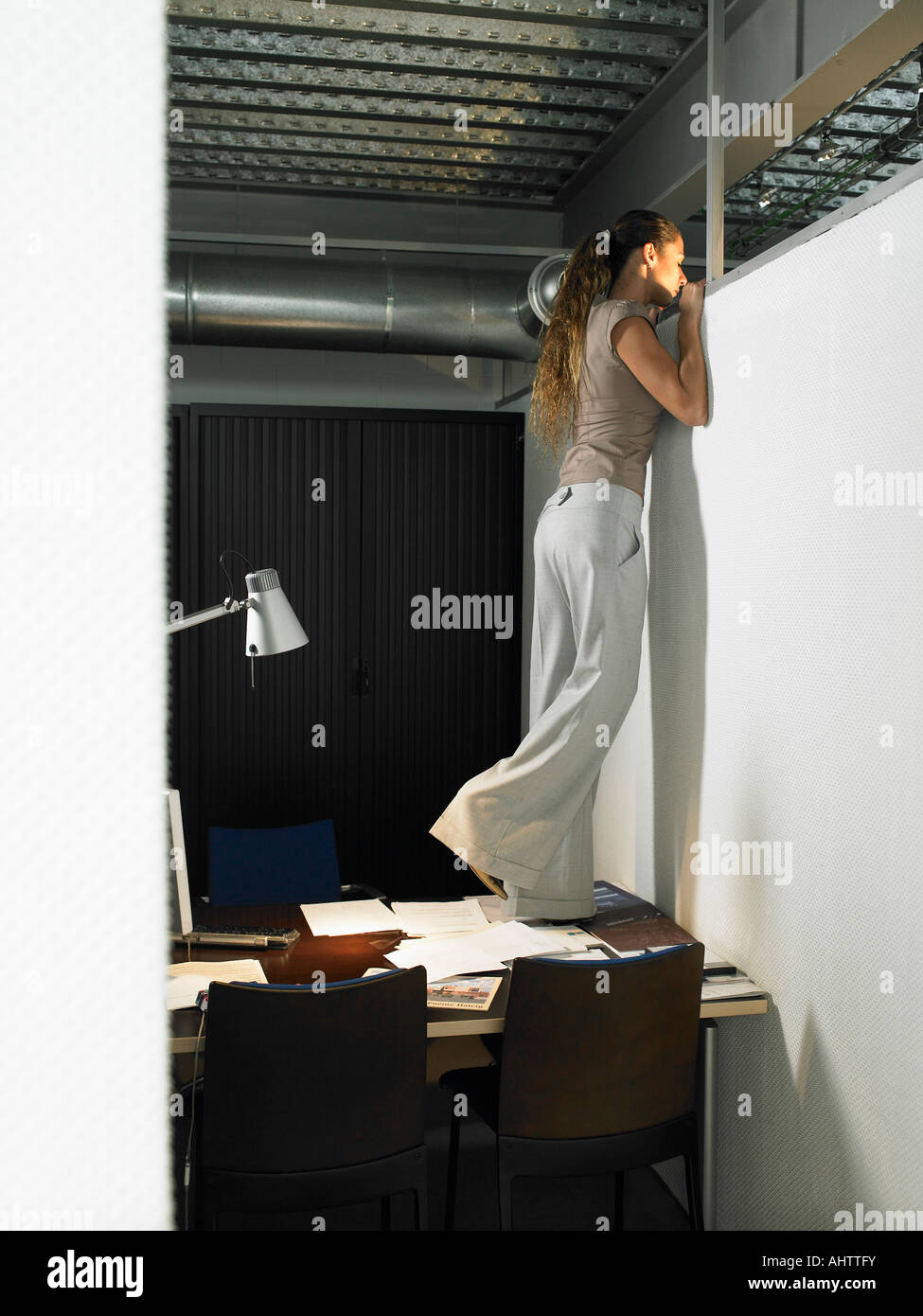 Employee looking down desktop hi-res stock photography and images - Alamy
