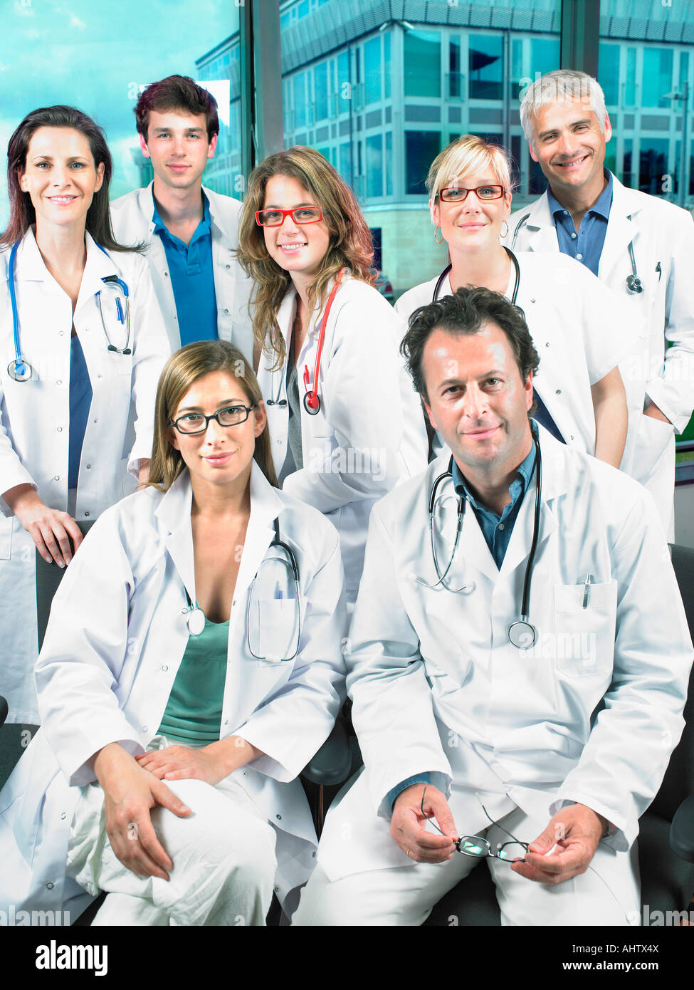 Group shot of seven doctors Stock Photo - Alamy