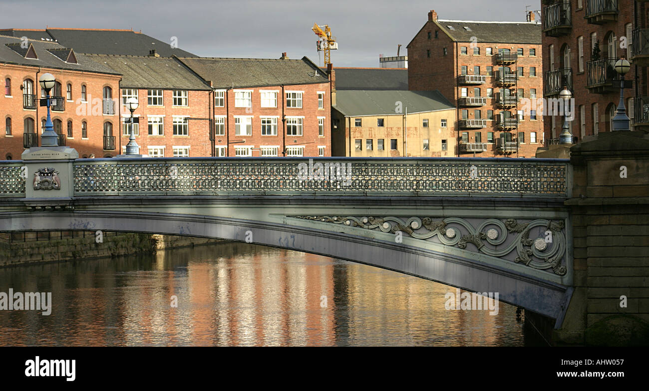 Leeds Bridge and the River Aire Leeds city centre Yorkshire UK Stock ...
