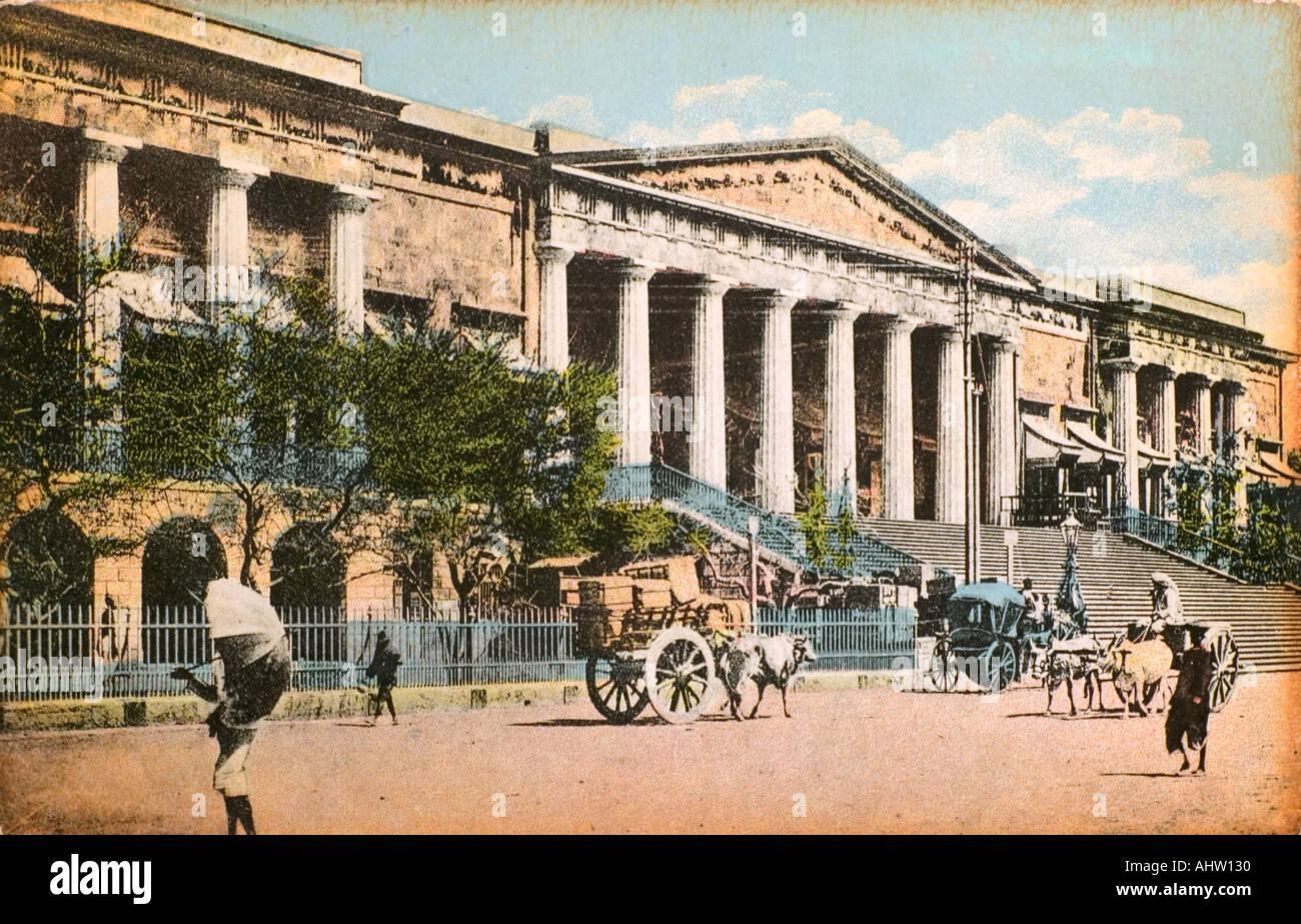 Old vintage 1900s hand painted photo of Town Hall Asiatic Library ...
