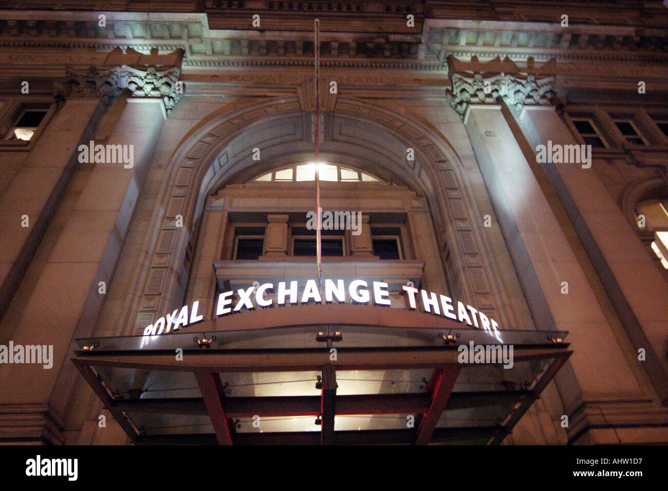 Royal Exchange Cross Street side at night Manchester UK Stock Photo - Alamy