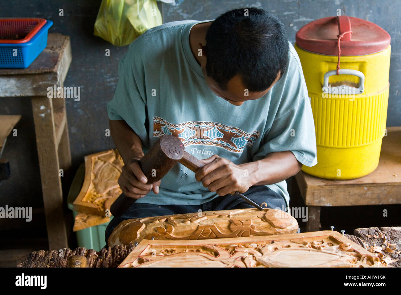 Carving a Traditional Storyboard Koror Palau Island Stock Photo - Alamy