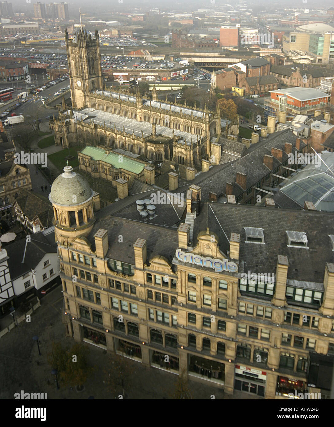View of The Triangle and Manchester Cathedral UK Stock Photo - Alamy