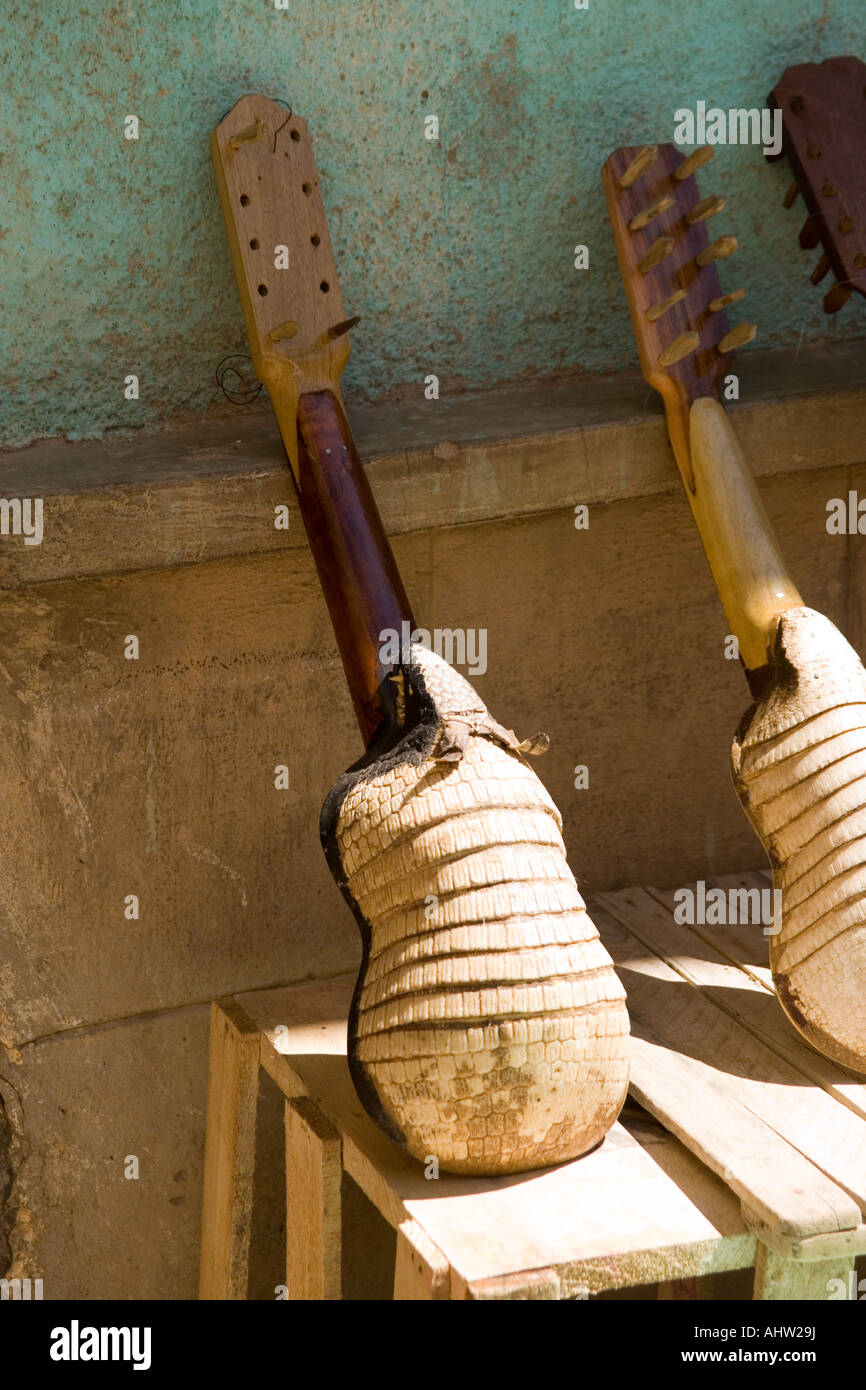 Armadillo shell musical instruments at theSunday market in the town of ...