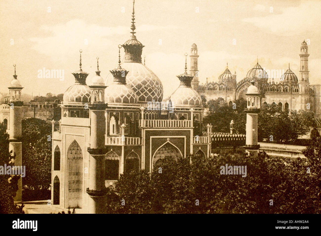 Old ancient vintage antique print of Islamic Muslim religious Mosque ...