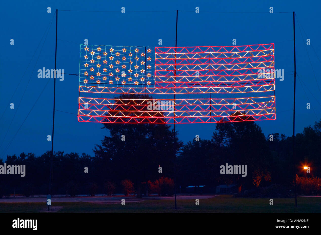 Electric American Flag at Night in Plains Georgia home of 39th ...