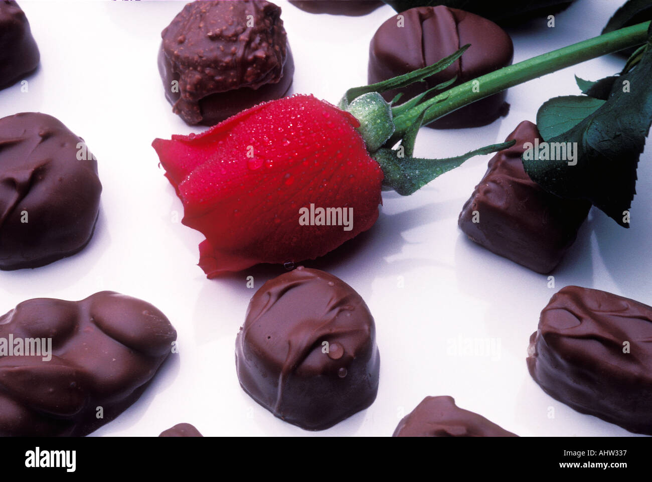 Red rose and chocolates Stock Photo - Alamy