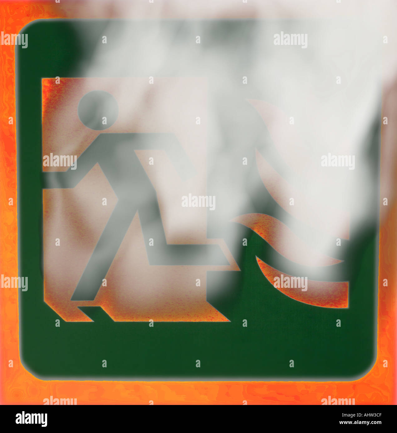 Smoking fire exit sign Stock Photo - Alamy