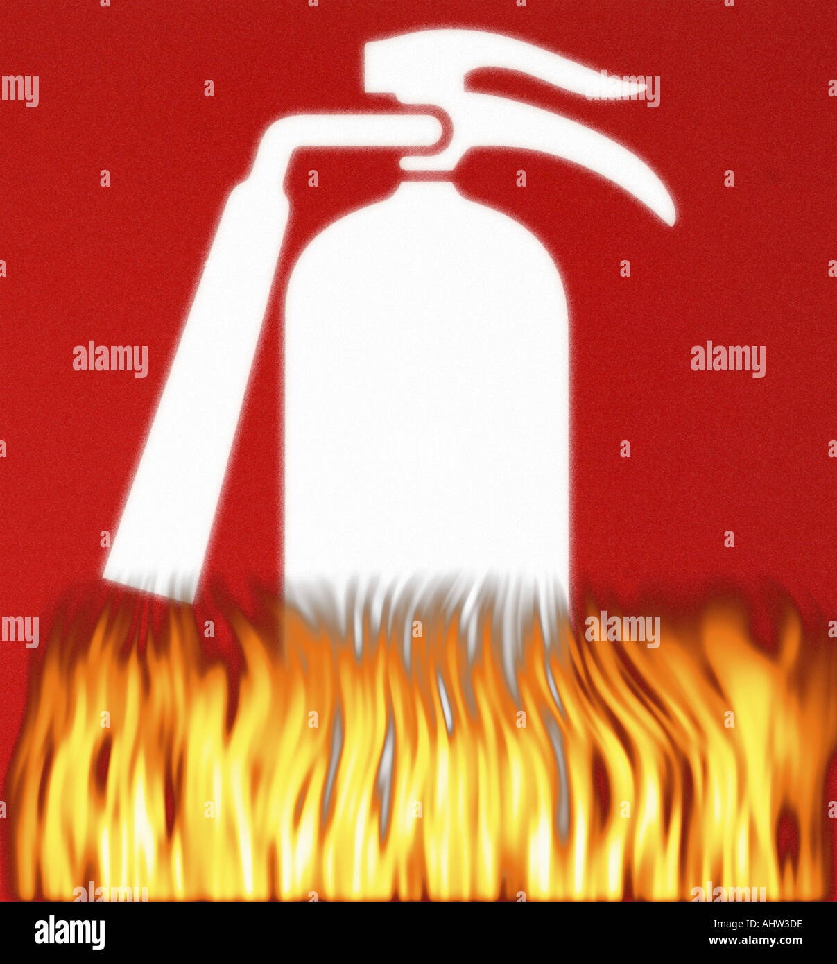 Fire extinguisher sign on fire Stock Photo - Alamy