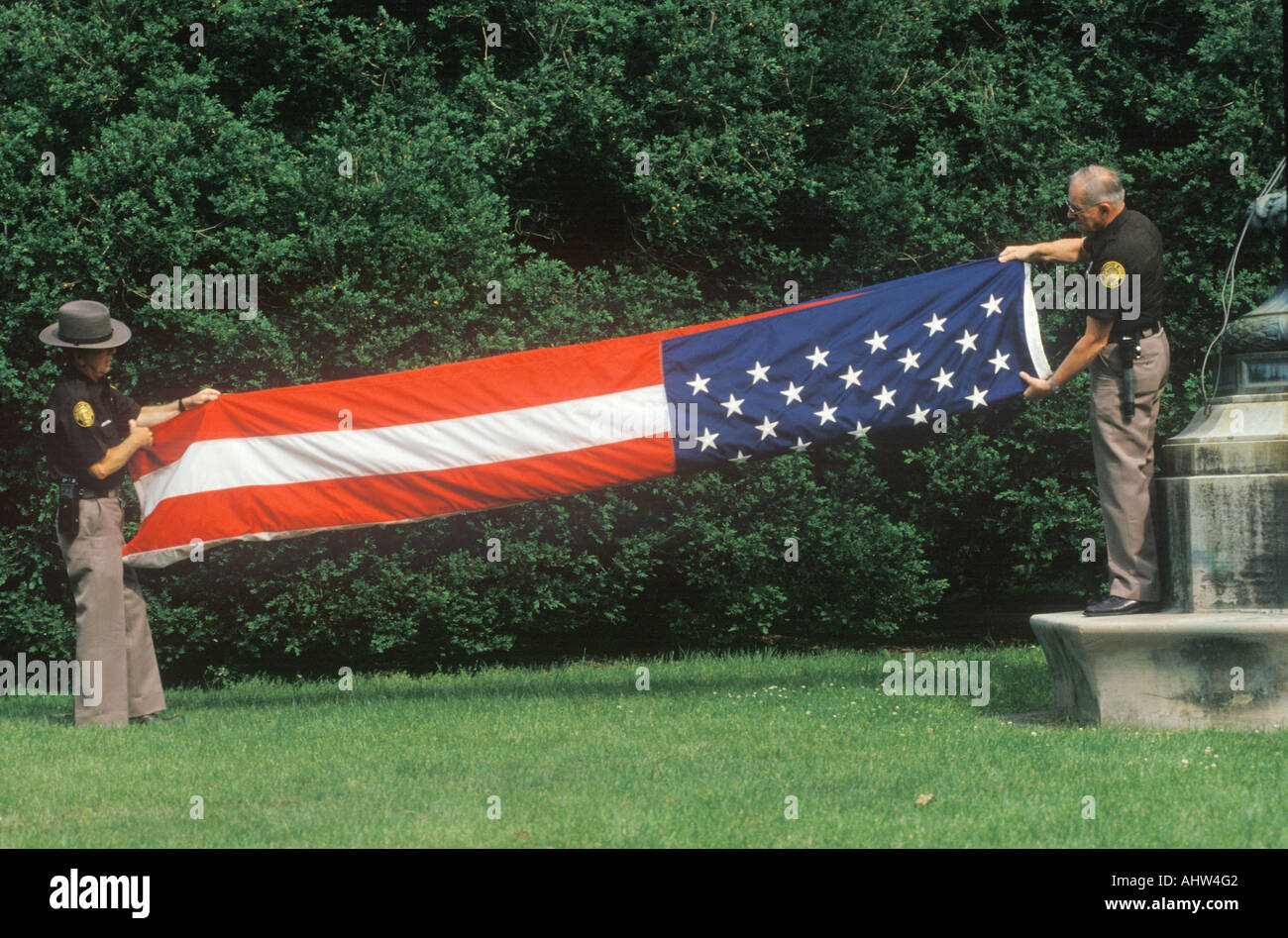 Two Officers Folding the American Flag Charlottesville Virginia Stock ...