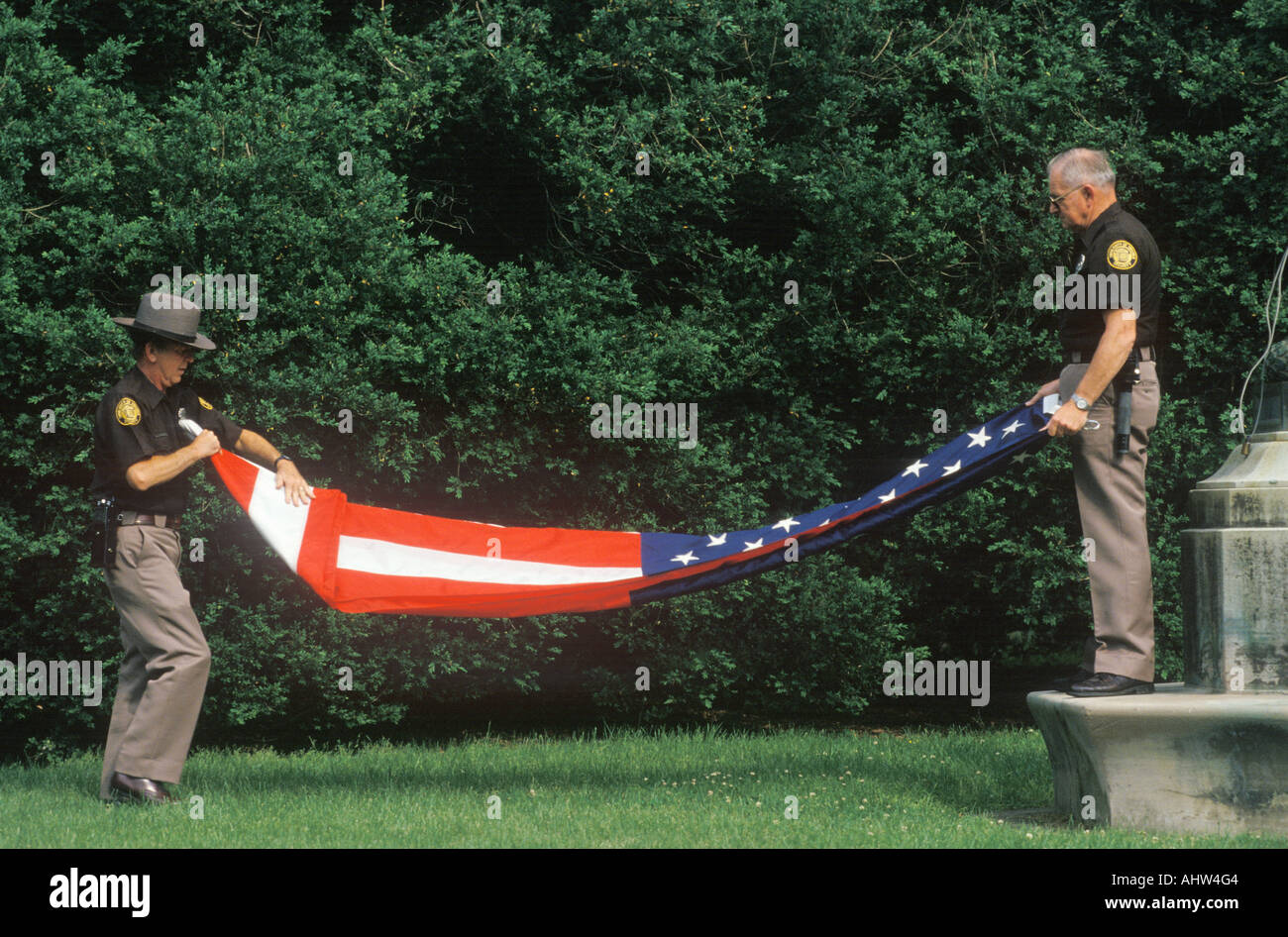 Two Officers Folding the American Flag Charlottesville Virginia Stock ...