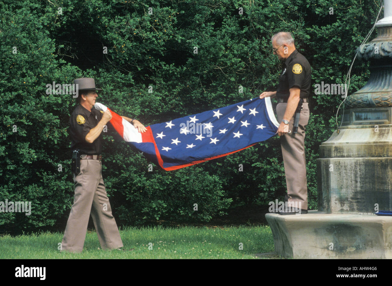 Two Officers Folding the American Flag Charlottesville Virginia Stock ...