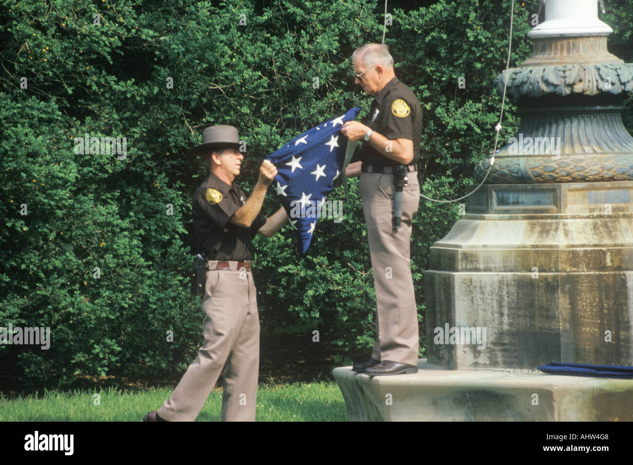 Two Officers Folding the American Flag Charlottesville Virginia Stock ...