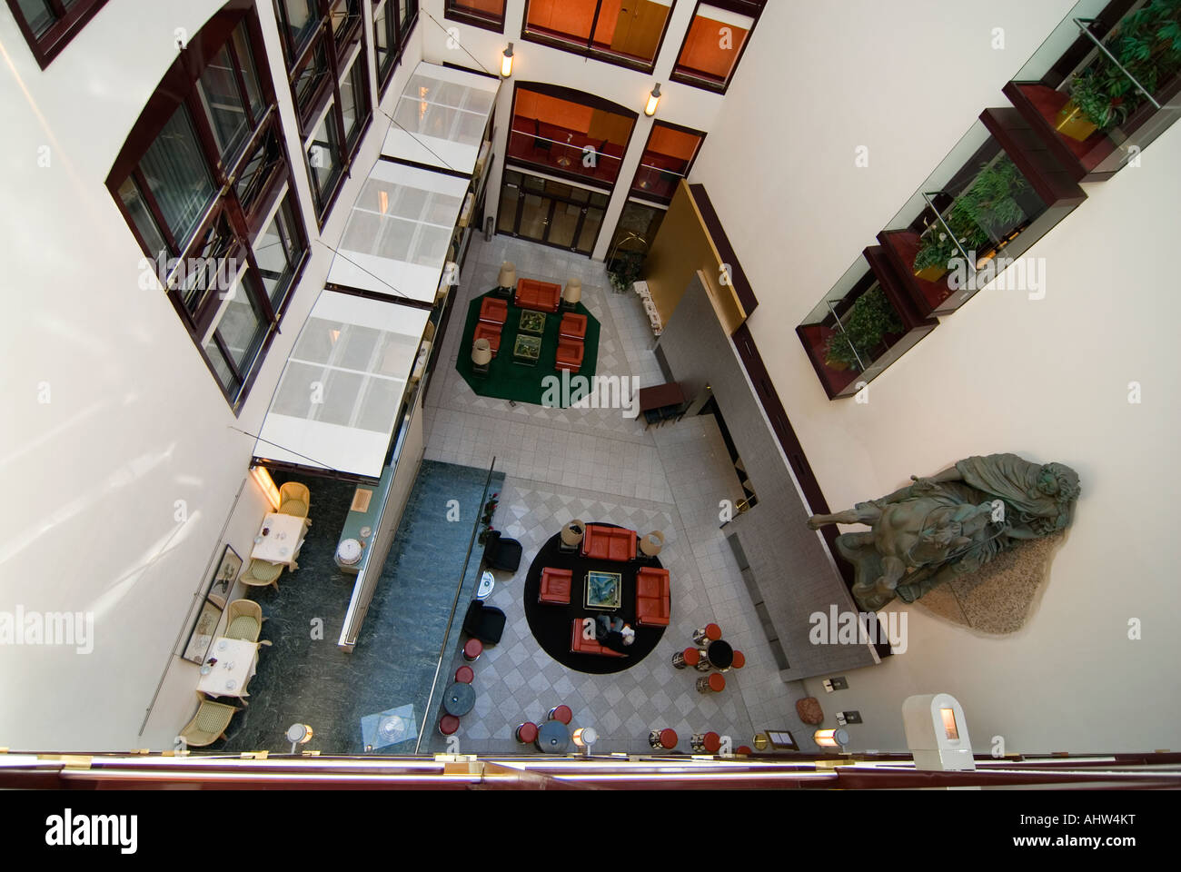 Horizontal aerial wide angle of the reception area and inner courtyard ...