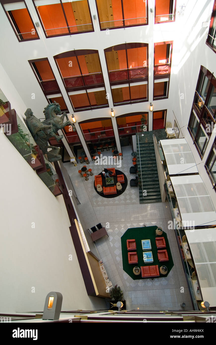 Vertical aerial wide angle of the reception area and inner courtyard of ...