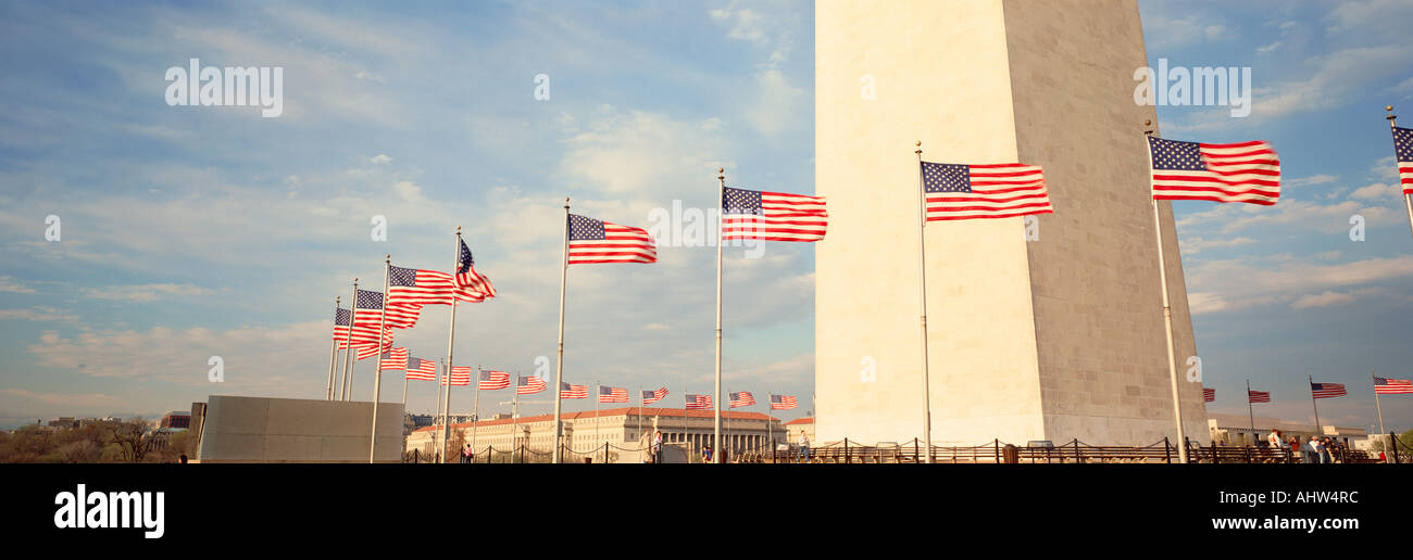 American flags at the base of the washington monument hi-res stock ...