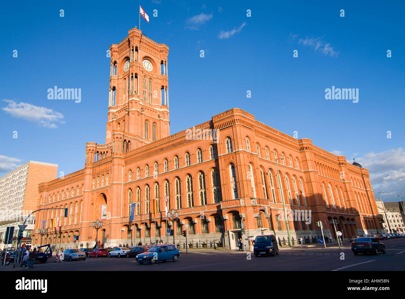 Horizontal wide angle of the distinctive Rotes Rathaus 'Red Town Hall ...