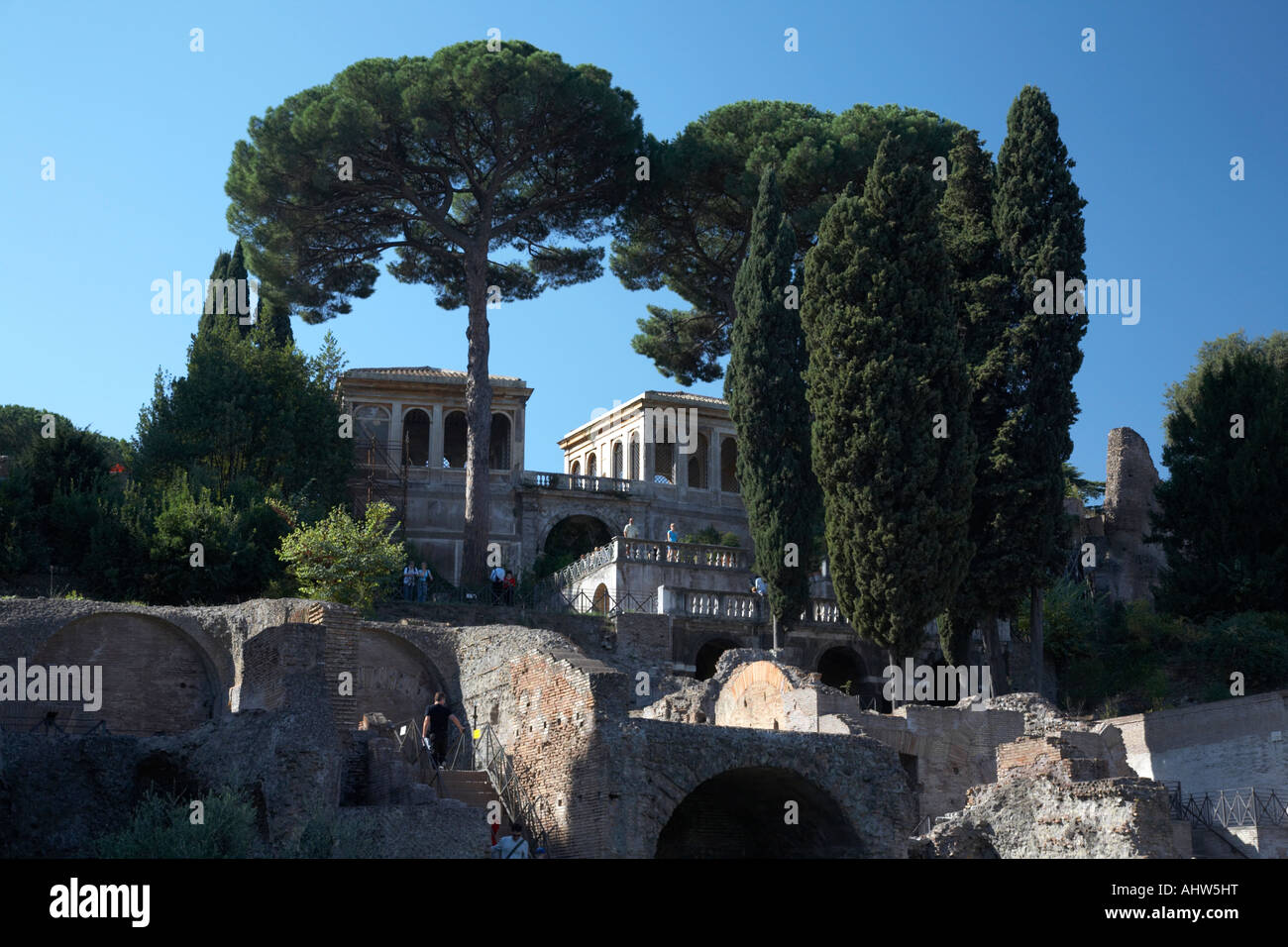 The Palatine hill and flavian palace including Orti Farnesiani as ...