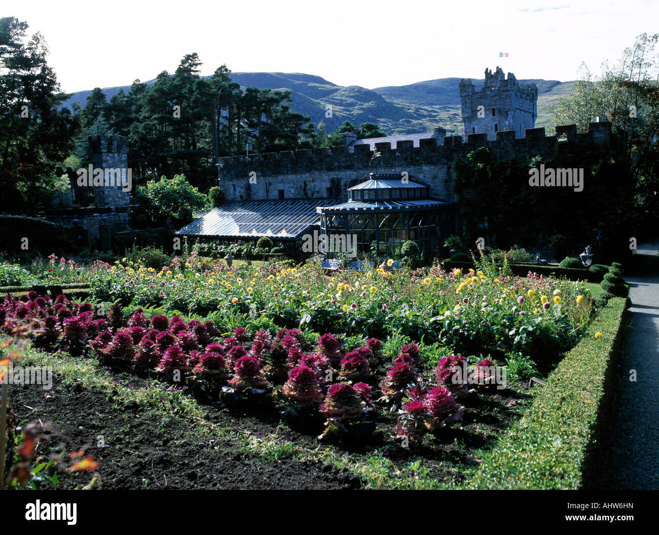ireland county donegal, glenveigh castle flower gardens Stock Photo - Alamy