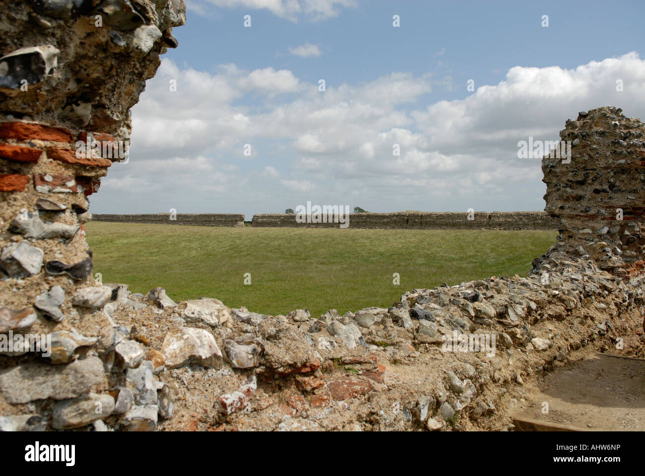 Burgh Castle near Great Yarmouth in Norfolk,England. Remains of a Roman ...