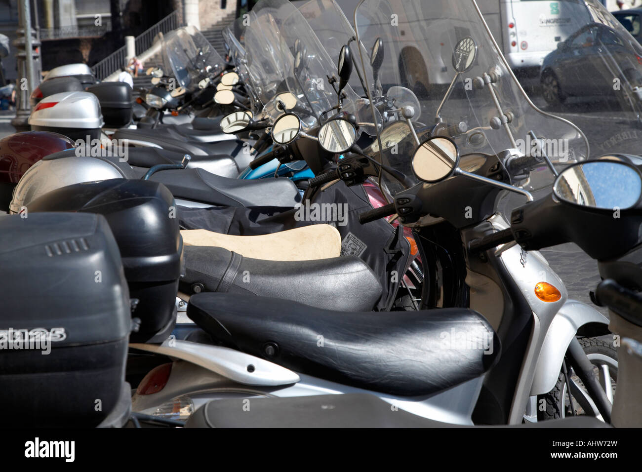 Mopeds park in a street hi-res stock photography and images - Alamy