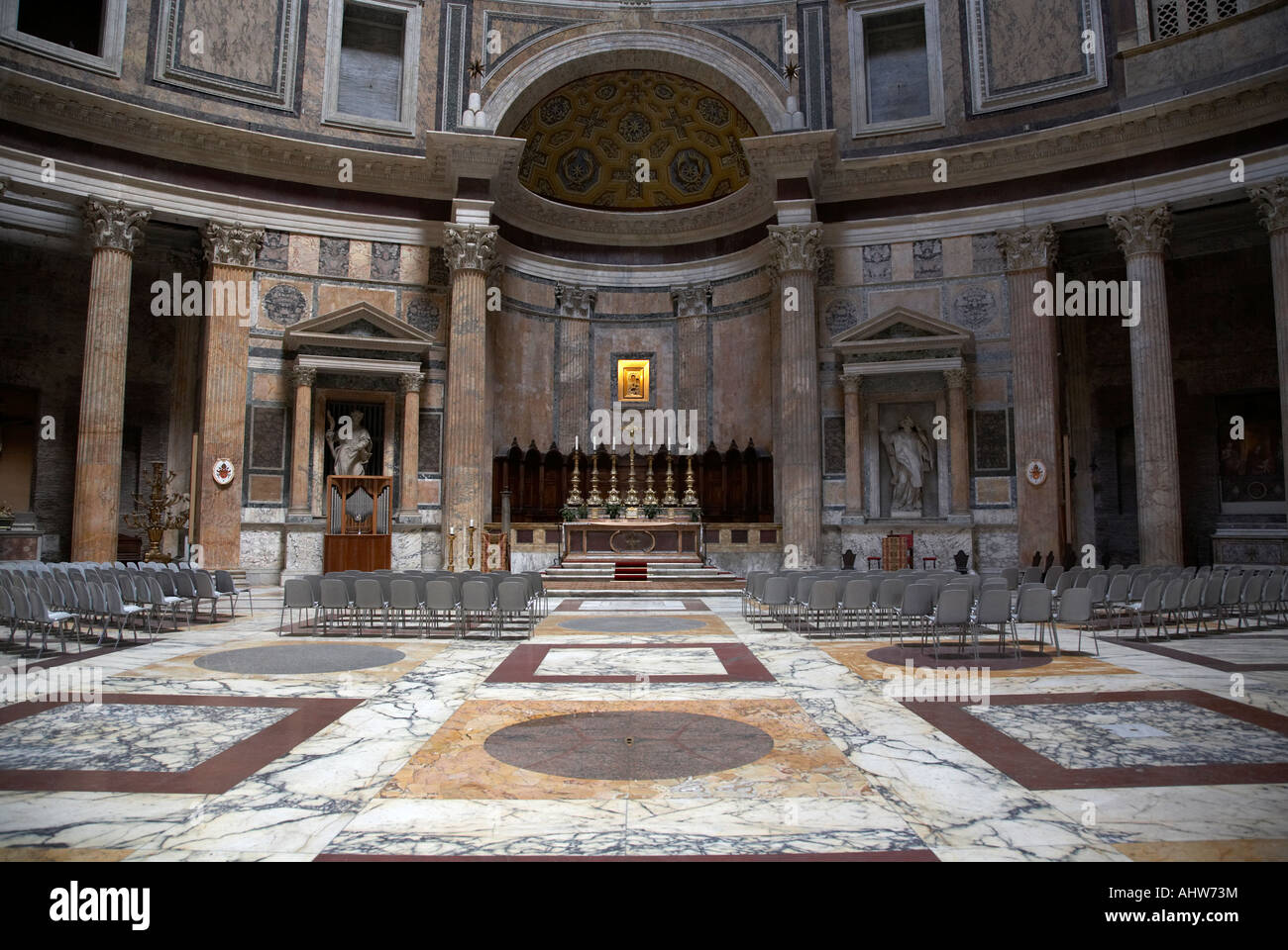 marble altar Inside the Pantheon Rome Lazio Italy Stock Photo - Alamy