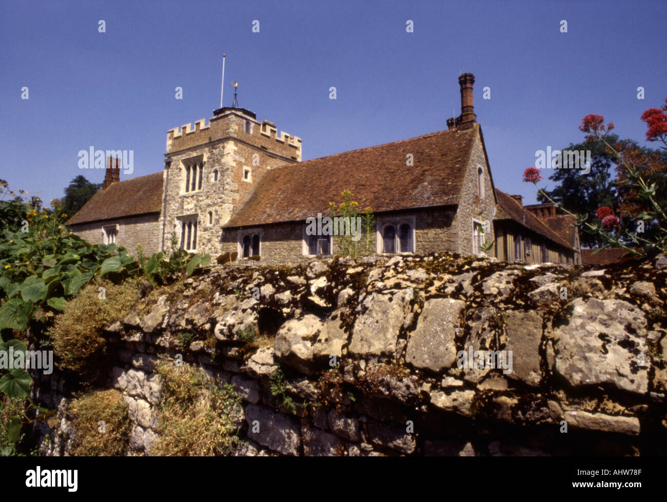 Old castle sites and gardens in England Stock Photo - Alamy