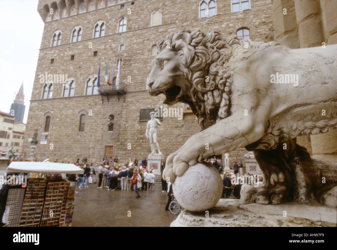Florence Italy Lion biting head of David Stock Photo - Alamy