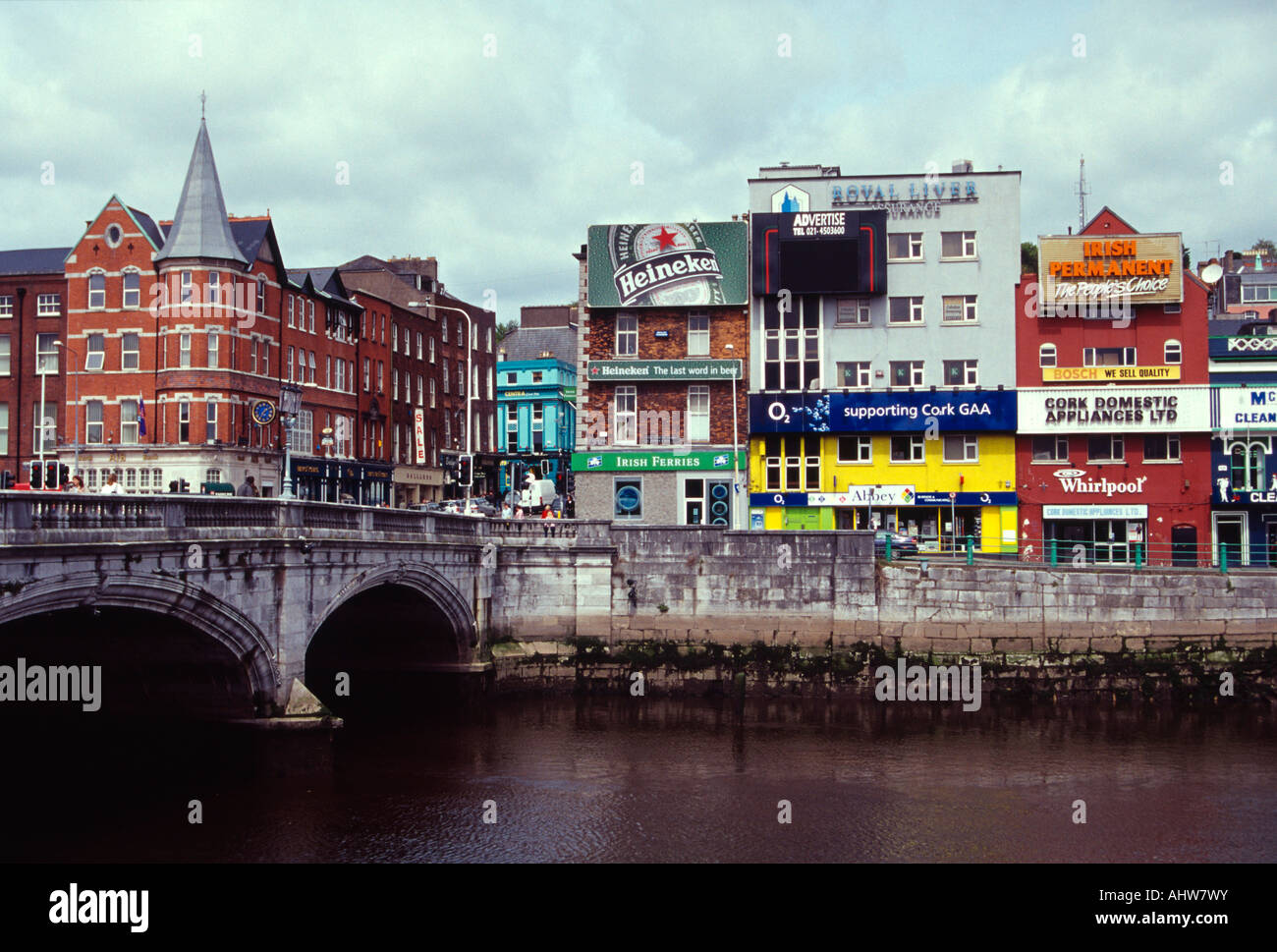 Cork City colourful buildings by river lee bridge ireland irish ...