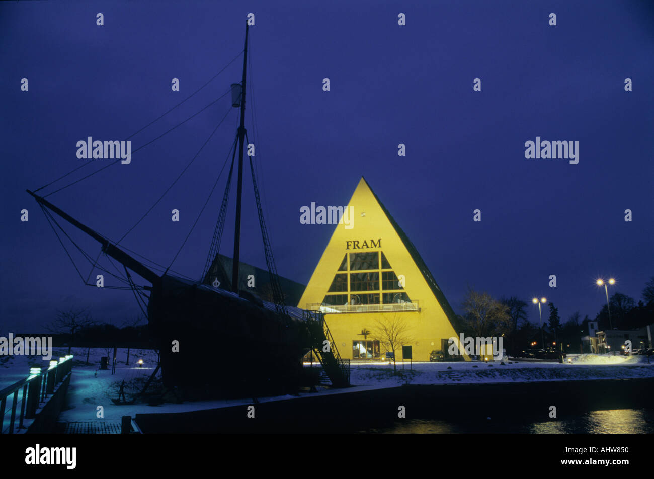 Oslo Norway Fram Museum exterior night Stock Photo - Alamy