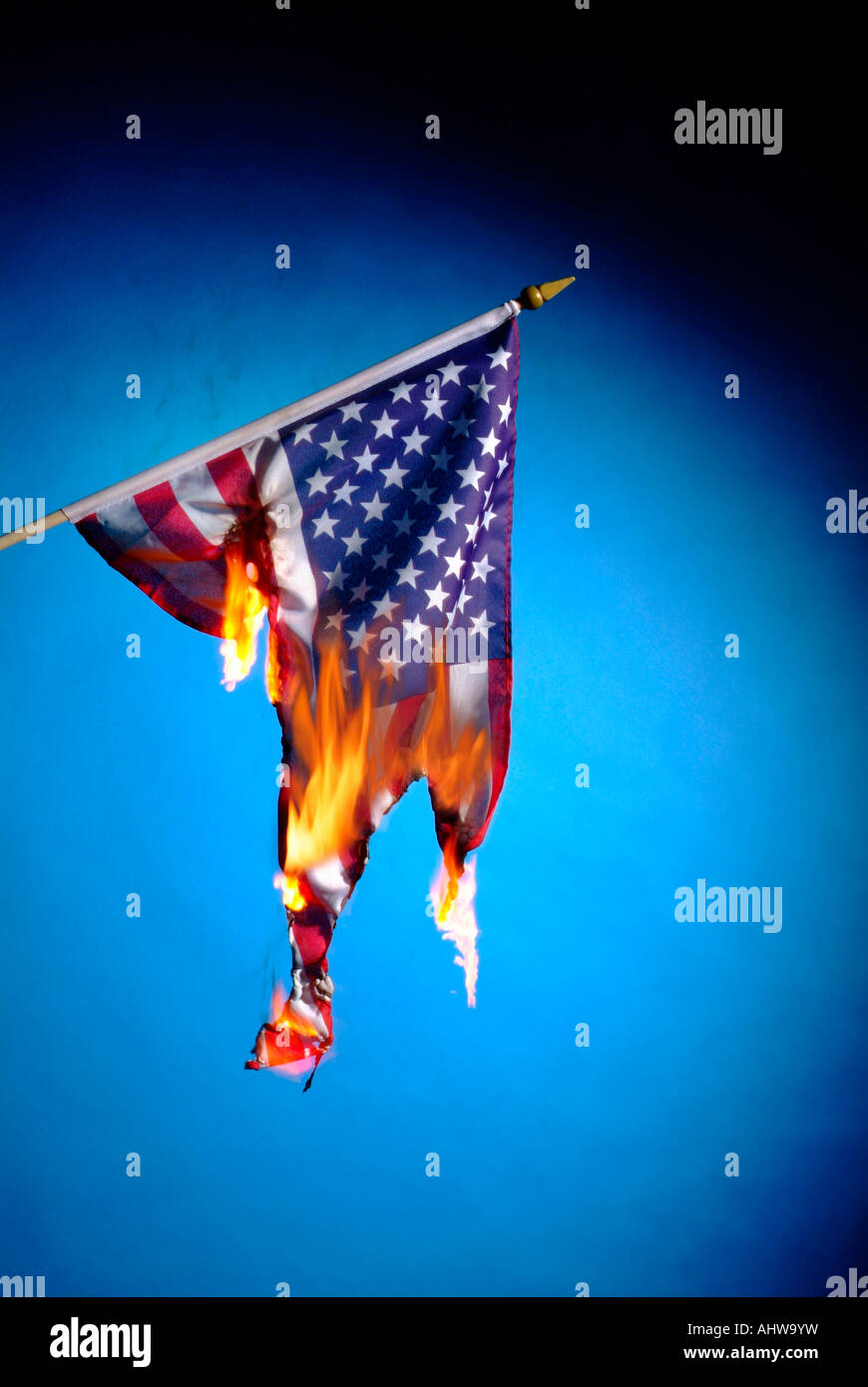 Burning Americal flag Stock Photo - Alamy