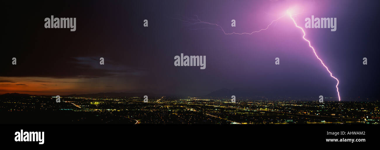 This is a powerful ground discharge from an electrical storm Stock ...