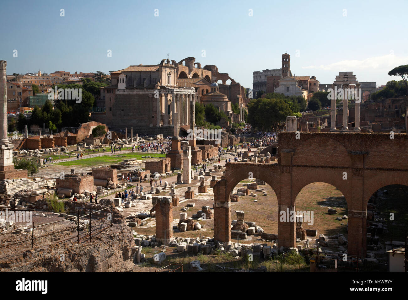 Looking down on the Imperial Roman Forum Rome Italy Stock Photo - Alamy