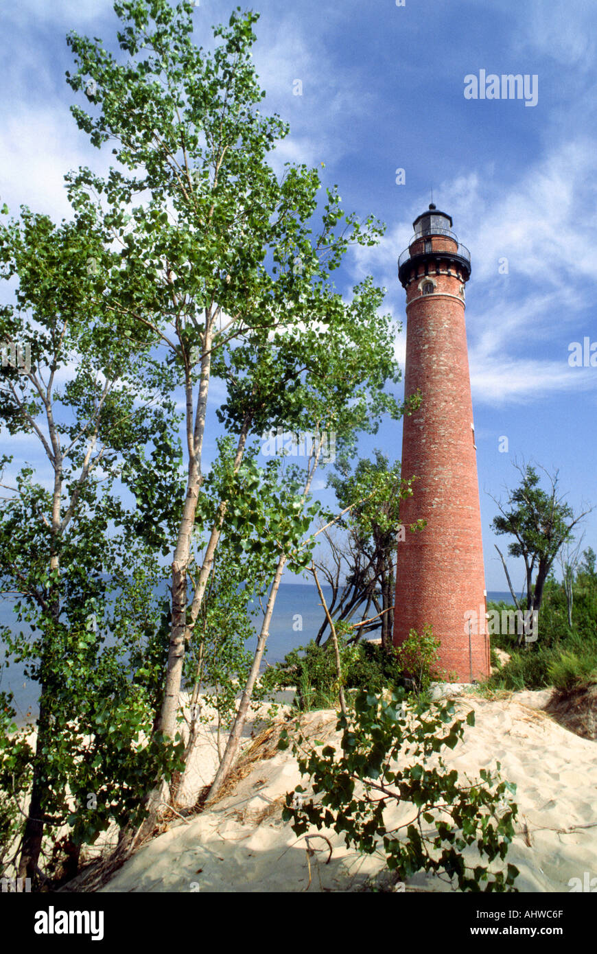 Lake Michigan Lighthouse at Silver Lake State Park Michigan Stock Photo ...