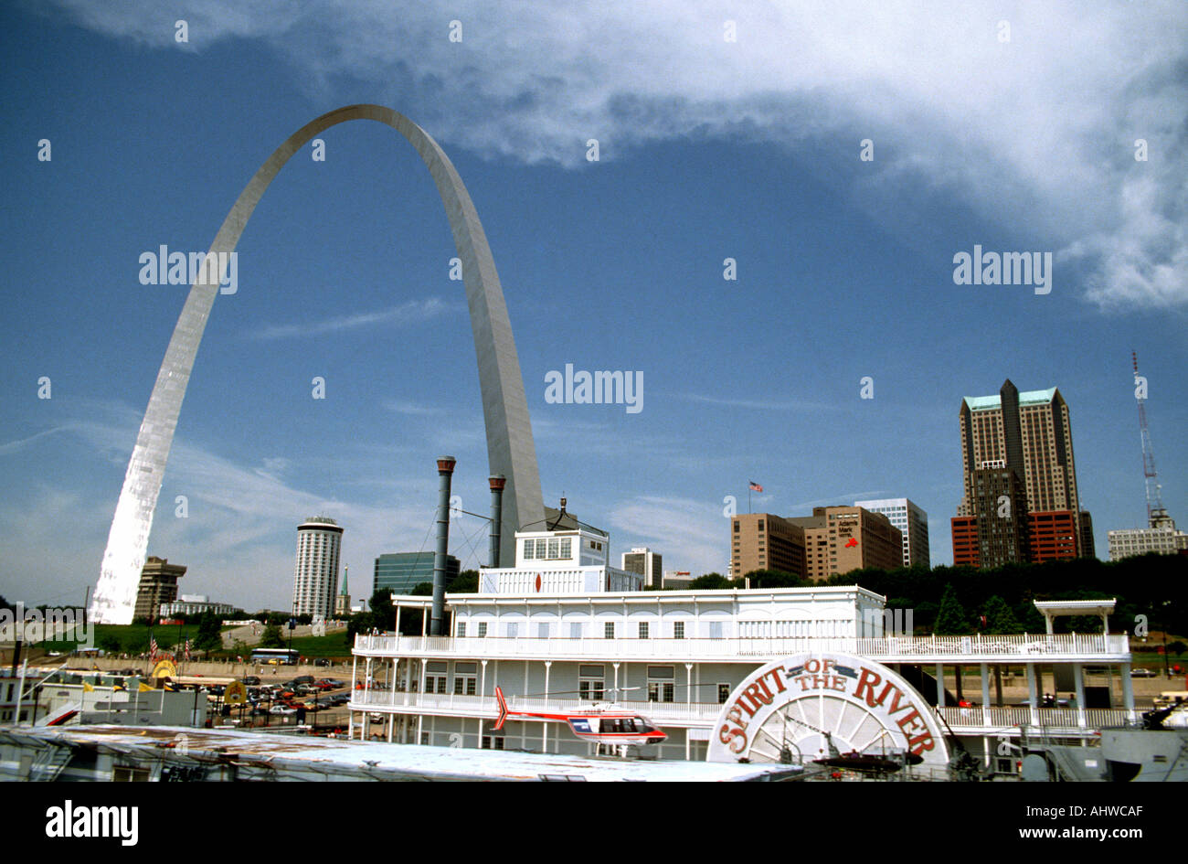 St Louis Missouri with steamboats and Mississippi River in the ...